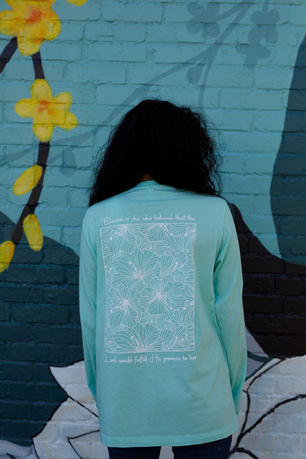 Blessed Is She Mint Long Sleeve Tshirt | Ahava